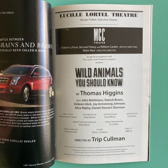 Playbill | Other | Playbill Wild Animals You Should Know Alice Ripley ...